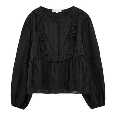 MOUSSY法式甜美森系木耳边衬衫