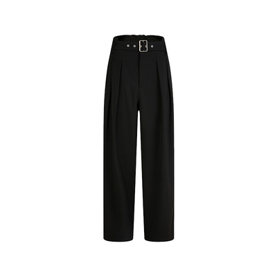 NONE打褶弹力后腰垂感耐磨休闲裤