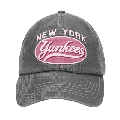 MLB官方 男帽女帽休闲帽子情侣学院风水洗椭圆标鸭舌帽3ACPV165N