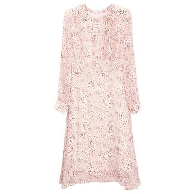 MindBridge碎花长袖中长款连衣裙