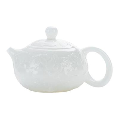 钰铨龙门冰种玉瓷浮雕福禄西施壶