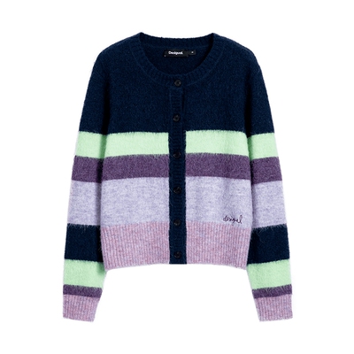 【保暖羊毛混纺】Desigual博主同款多色条纹针织外套