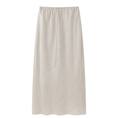 VIKTORIACHAN26SS春夏成衣系列新品 松紧腰垂感抽绳亚麻半身裙