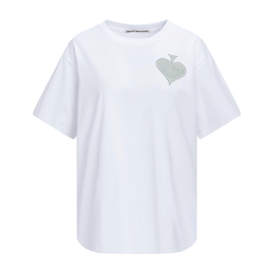 MardiMercredi桃心刺绣短袖T恤