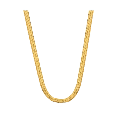 Neverfar象阳而生扁蛇骨链项链女毛衣链素链简洁高级感厚镀18k金