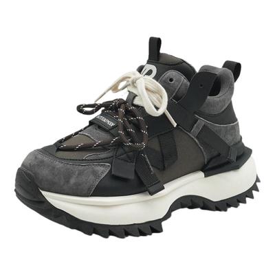 复古撞色厚底老爹鞋双鞋带设计