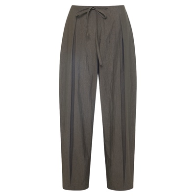 咖啡色抽绳造型休闲长裤