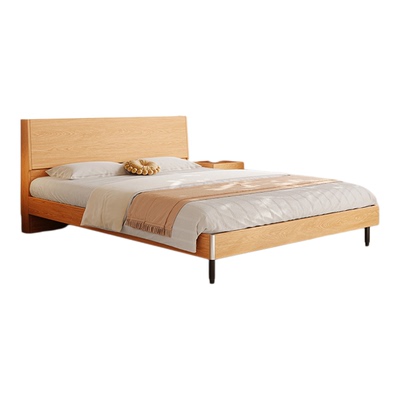 中古风实木床橡木床头柜