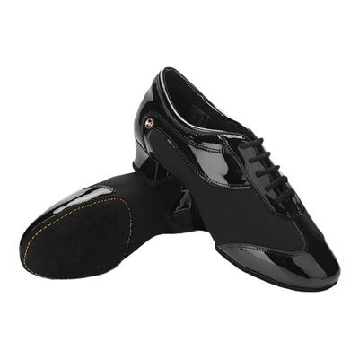 ads男拉丁黑色软底漆皮拼接练习