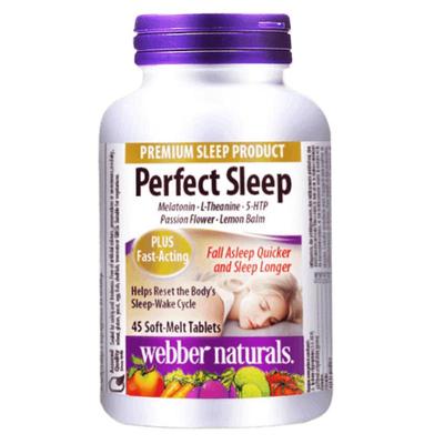 webbernaturals褪黑素进口金瓶安睡宝草本5合1茶氨酸睡眠宝 45片