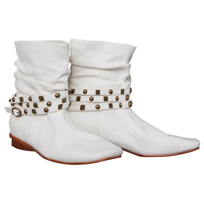 Le'Murmure褶皱堆叠手工短靴