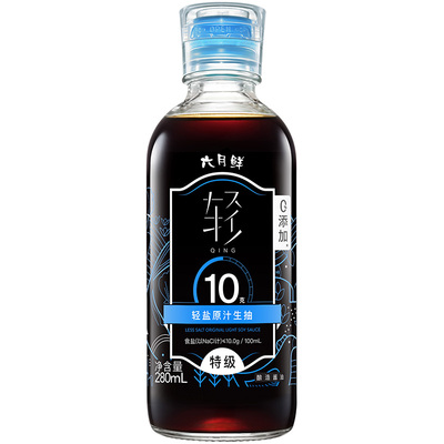 六月鲜轻10克轻盐原汁酱油280ml