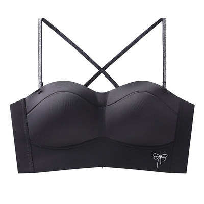 无钢托一片式光面聚拢半杯细肩带