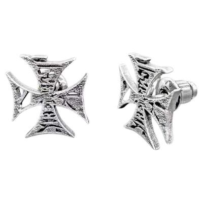 【AGD】YBSSTREETMARKET复古做旧十字军s925纯银耳钉防褪色过敏