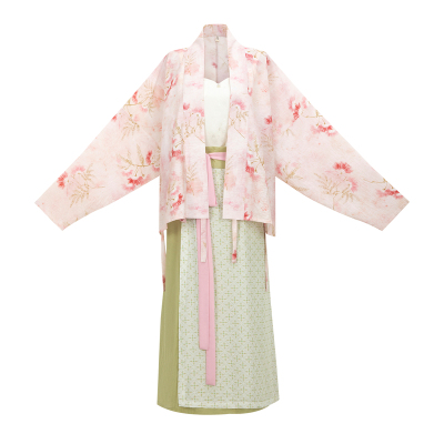【观止织造｜青棠】宋制汉服飞机袖对襟衫两片裙吊带人棉印花日常