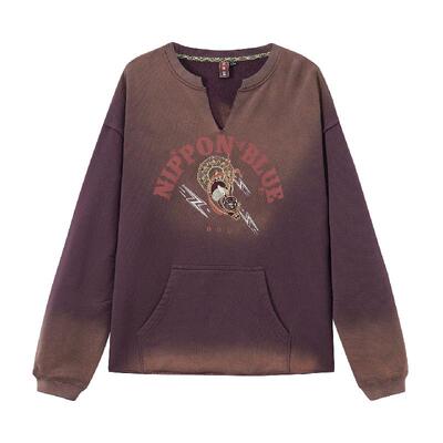 ONIARAI/鬼洗26春季棒系列闪电兔精灵洗旧V领套头卫衣男女N240161