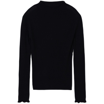 冯下文ES全针织衫女春秋薄款内搭修身羊毛打底衫圆领显瘦紧身上衣