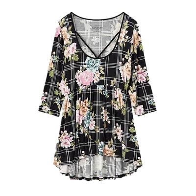 大码女装重磅棉九分七分袖T恤