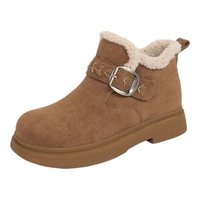 卓诗尼加绒勃肯靴女2025冬新款厚底增高保暖加厚雪地靴女复古短靴