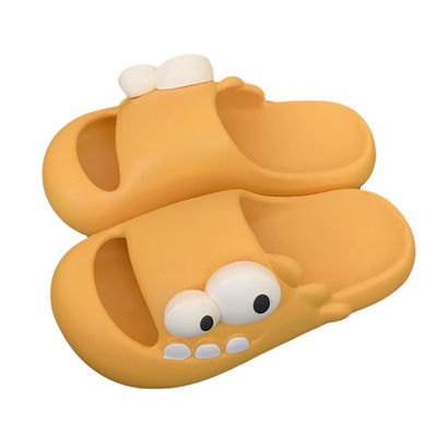 创意可爱大小眼恐龙亲子厚底拖鞋