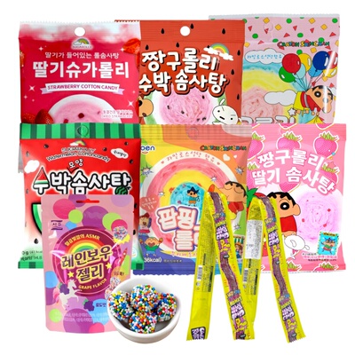 韩国进口joen蜡笔小新彩虹状棉花糖跳跳糖西瓜草莓味联名款七彩糖