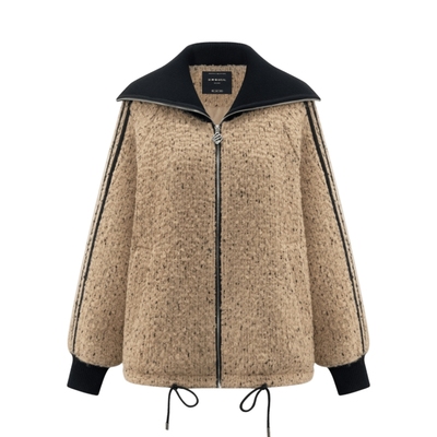 艾莱依短款休闲羽绒服针织外套女