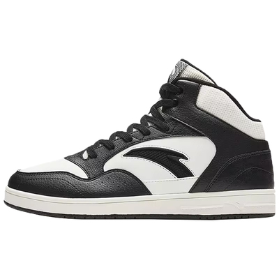 安踏拼接黑白高帮板鞋