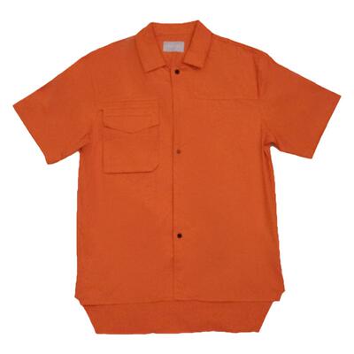 YOWSAH  单口袋百搭短袖衬衫 亮橙色衬衣
