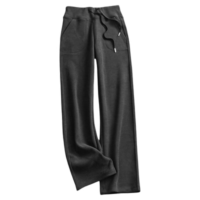 抽绳松紧腰加绒宽松直筒休闲裤