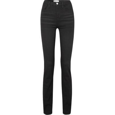 【折扣】[经典款]FRAME女黑色高腰微喇弹性长裤牛仔裤