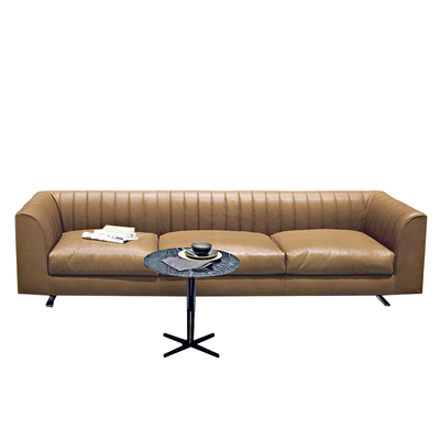 现代简约轻法式中古真皮沙发