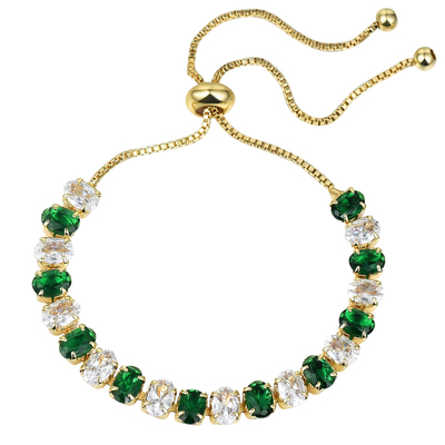 轻奢网球手链6mm锆石18K金滑扣手链女可调节手饰欧美饰品礼物