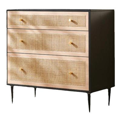 置物收纳柜复古藤编三斗柜