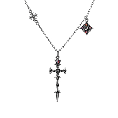 DOACH鸢尾花剑复古十字架项链