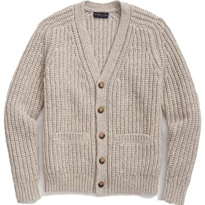 布克兄弟男士羊驼毛粗针织开衫