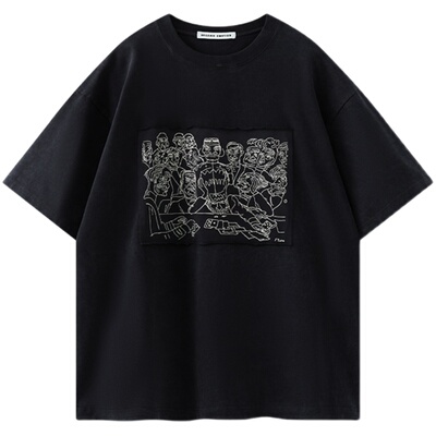 做旧重磅复古水洗纯棉短袖T恤