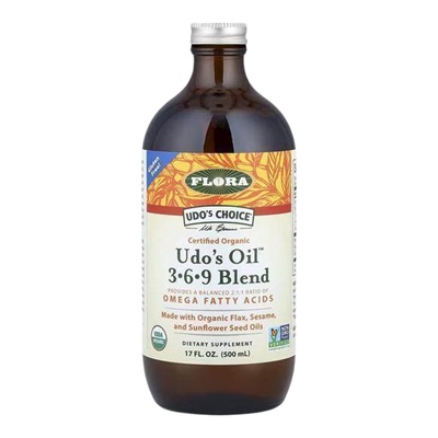 Flora Udo's油欧米伽3-6-9脂肪酸有机亚麻芝麻葵花籽油提取