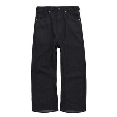 POLYTERU 25秋冬新款阔腿牛仔裤纯色显瘦弯刀裤韩国代购