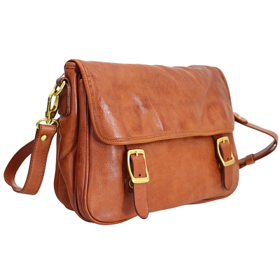 超柔软牛皮中性复古单肩邮差包