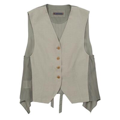 谜底西装马夹女2025夏季新品复古风通勤宽松H型中长马甲252MM0524