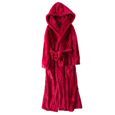 冬季男女加大带帽法兰绒家居服