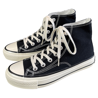 黑色男女同款休闲款学院风帆布鞋