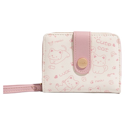 CHREES&KFLLL日系可爱卡通一体零钱包新款韩版折叠搭扣短款卡包女