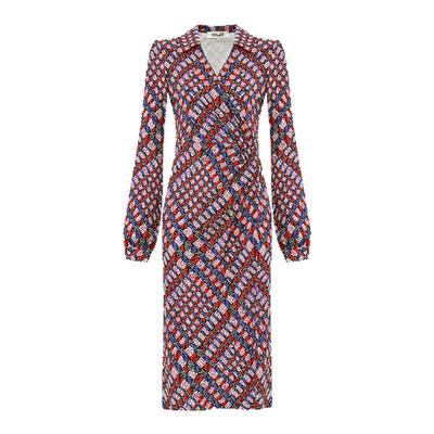 DVF多彩棋盘格图案连衣裙