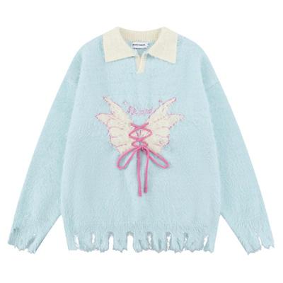 相互捆绑针织衫宽松百搭毛衣