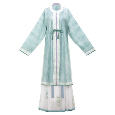 醒春集明圆领衫马面裙绿色春夏