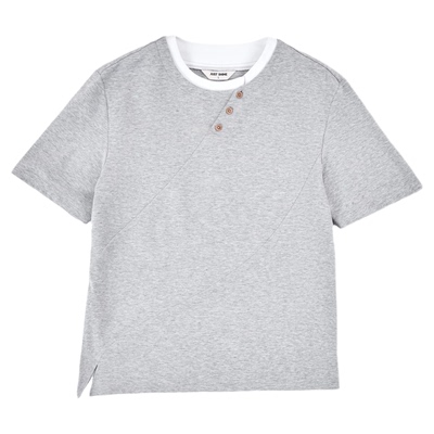 开衩T恤拼接设计感正肩短袖