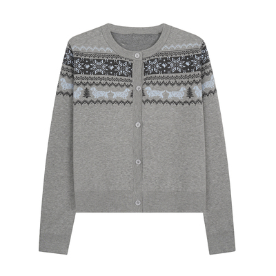 费尔岛针织开衫软糯圆领正肩毛衣