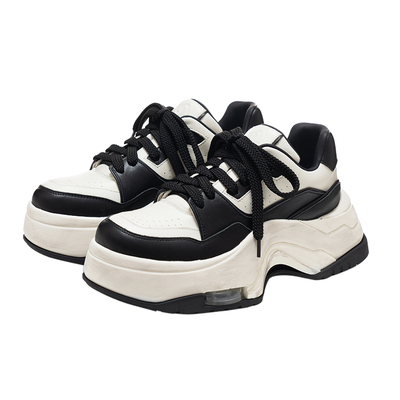 鞠婧祎李晟同款VITTORIO VENTURA薇薇燃 牛皮厚底魔方面包板鞋