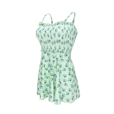 洲克女士绿色清新连体泡温泉度假泳衣女秋冬2025新款保守裙游泳衣